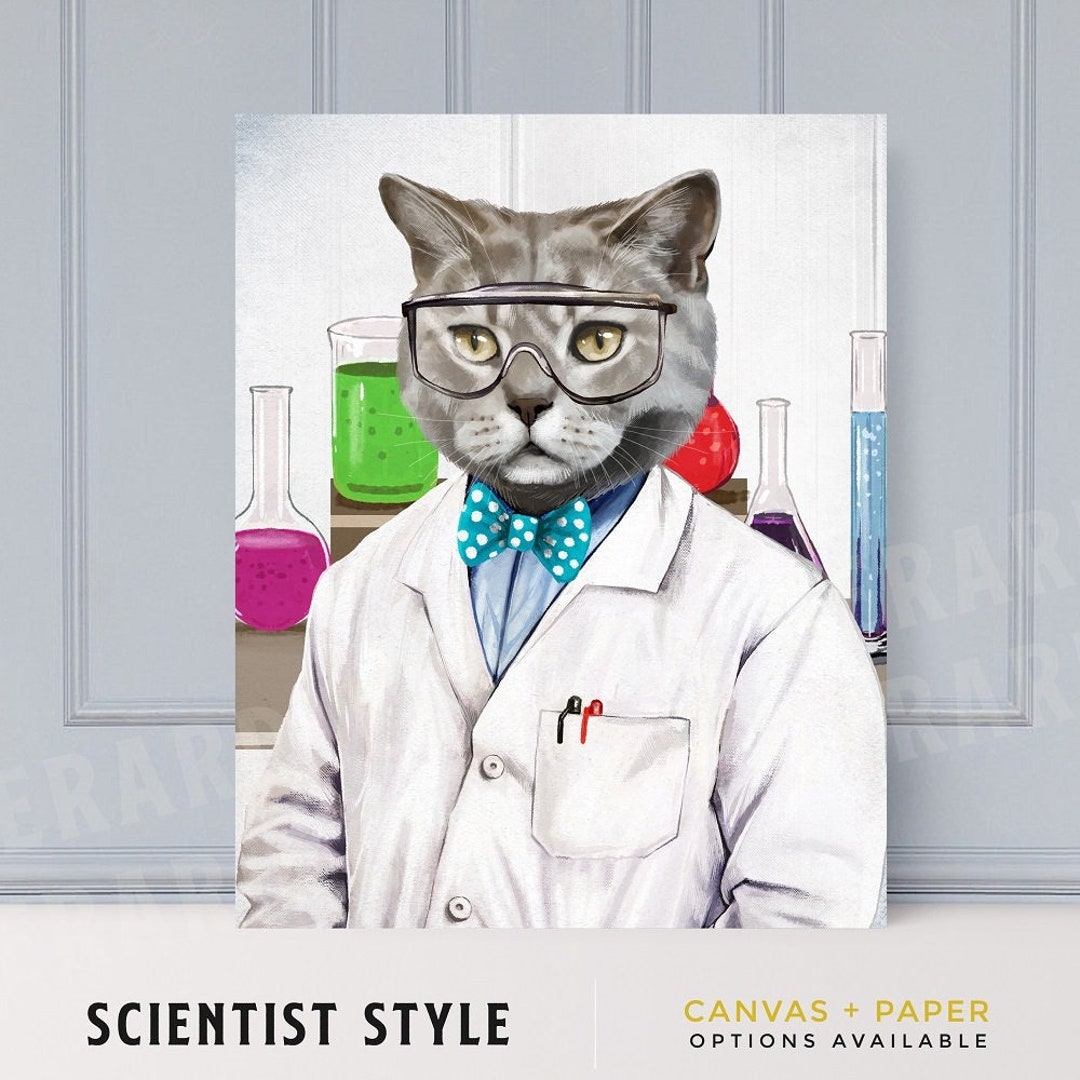 Scientist Pet Portrait, Custom Pet Portrait, Pet Portrait, Funny Pet ...