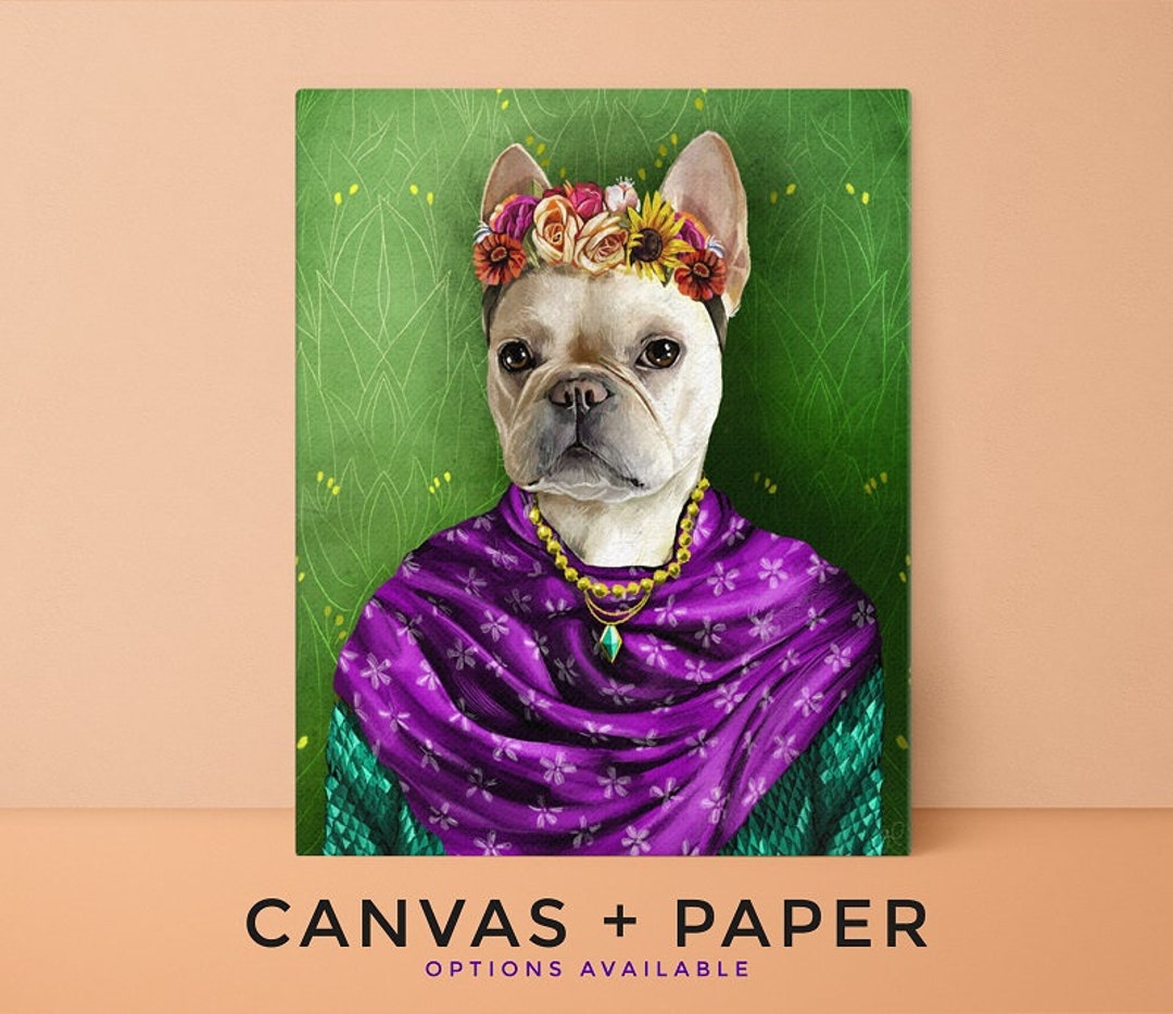 Floral Pet Portrait, Custom Pet Portrait, Pet Portraits, Feminine Pet ...