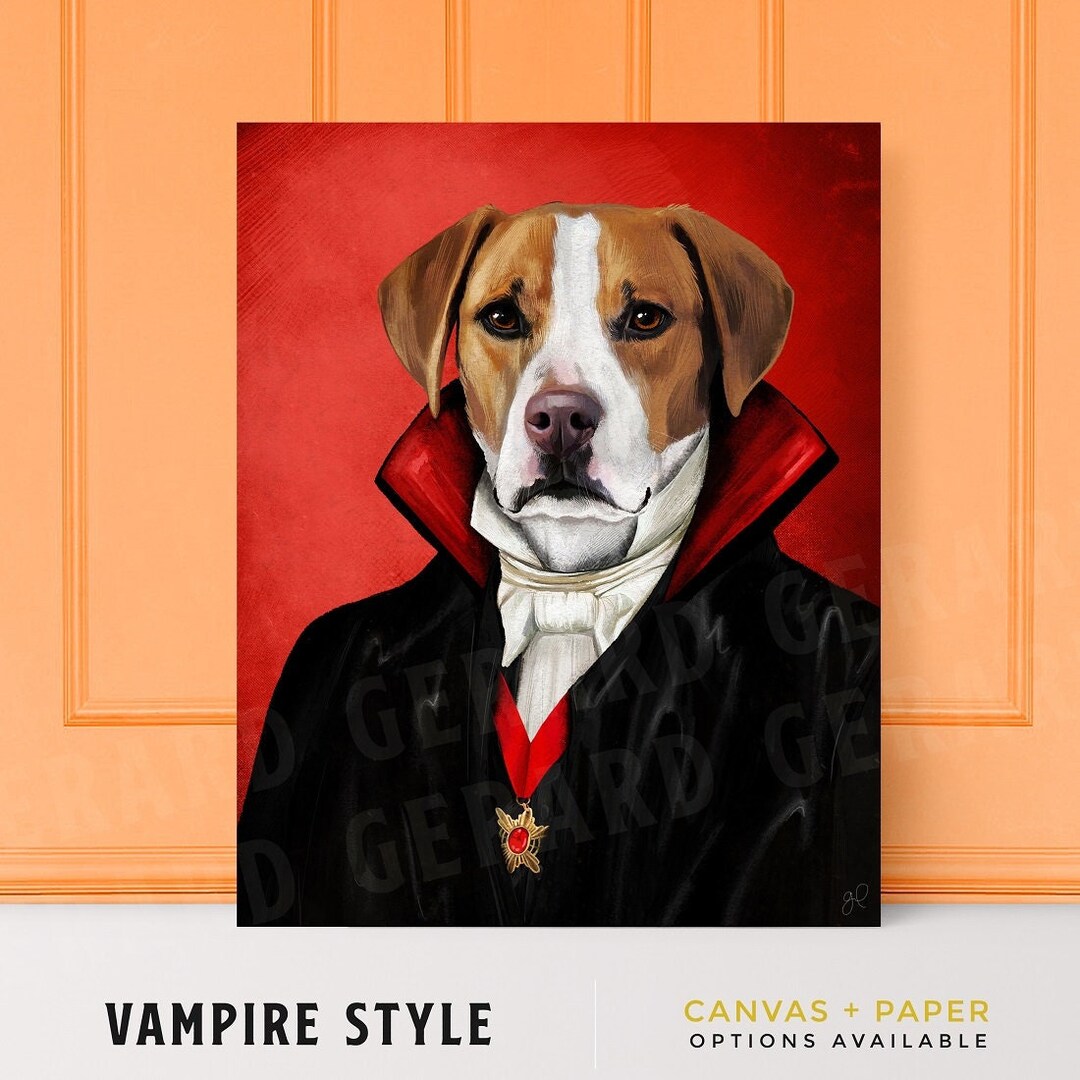 Vampire Pet Portrait, Halloween Pet, Pet Gift, Custom Pet Portrait, Pet ...
