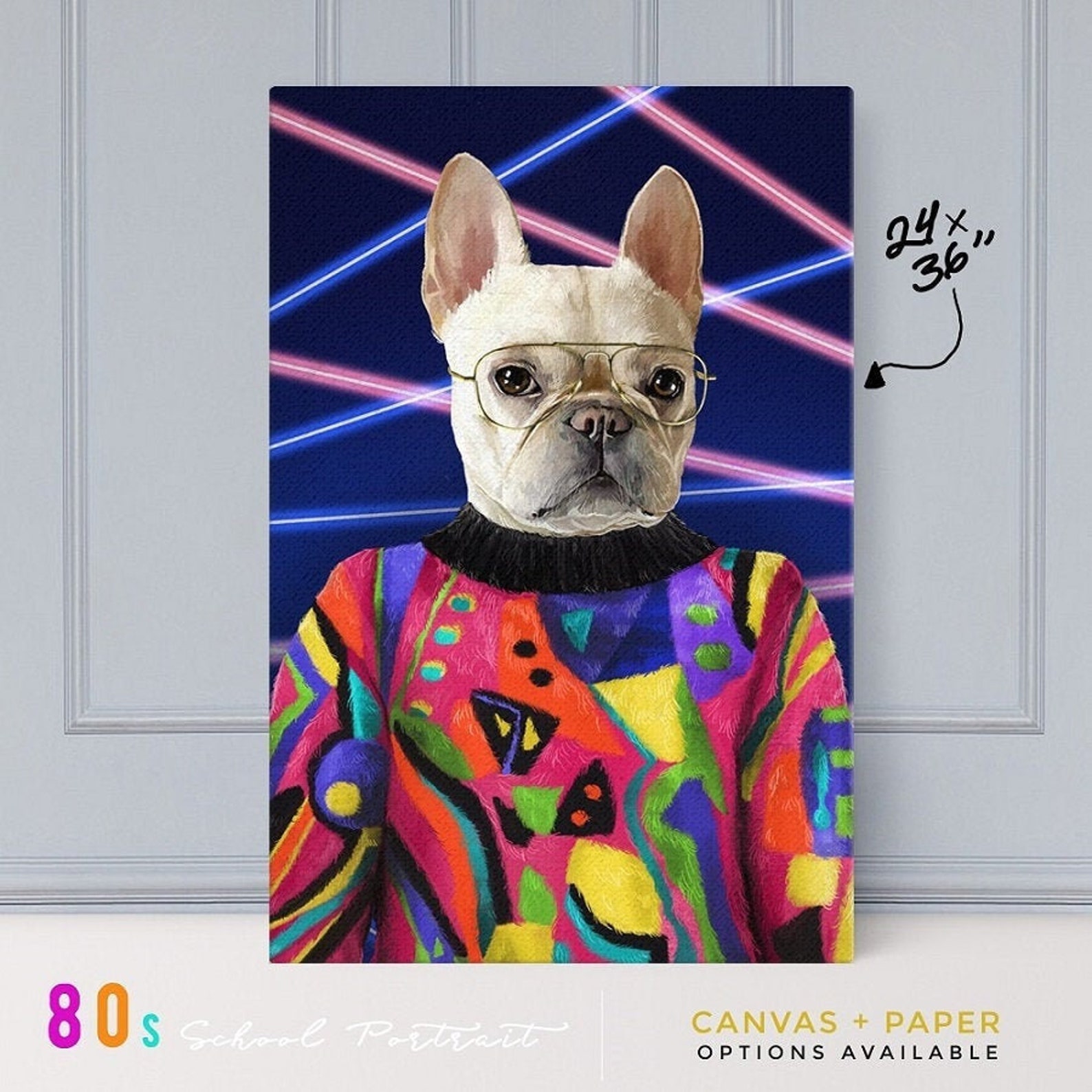 80s School Portrait Pet Portrait Custom Pet Portrait Funny - Etsy