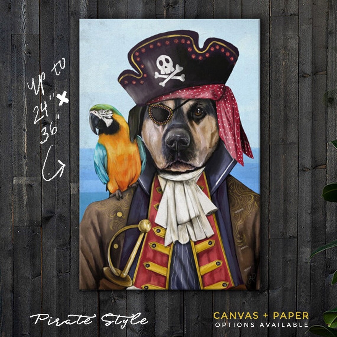 Pirate Pet Portrait Pet Portrait Custom Pet Portrait Pet - Etsy