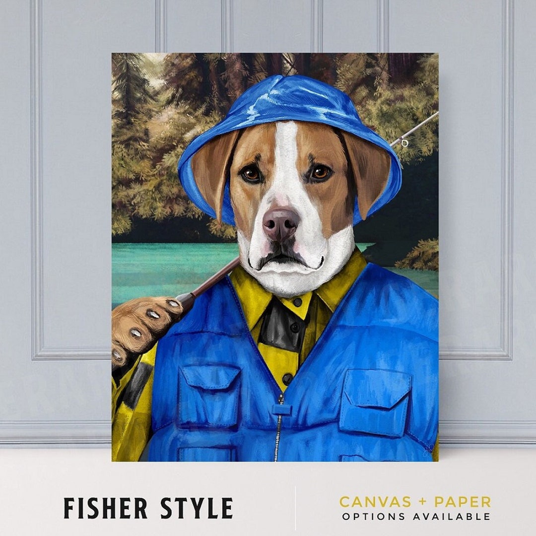 Fisher, Fisherman Pet, Pet Portrait, Custom Pet Portrait, Fisher Pet ...