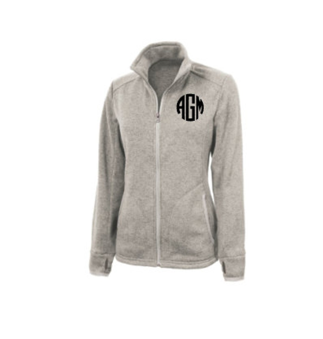 Monogram Heather Jacket, Charles River Monogram Fleece Jacket - Etsy