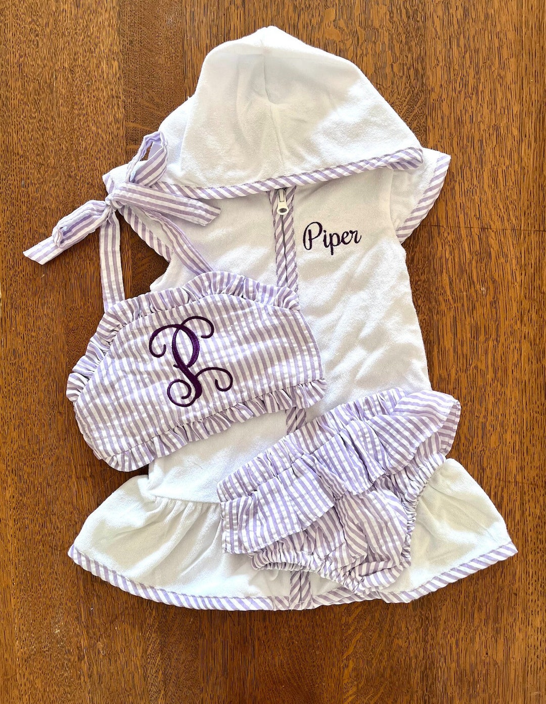 Seersucker Swimsuit, Monogram Swimsuit, Personalized Bathing Suit, Kids ...