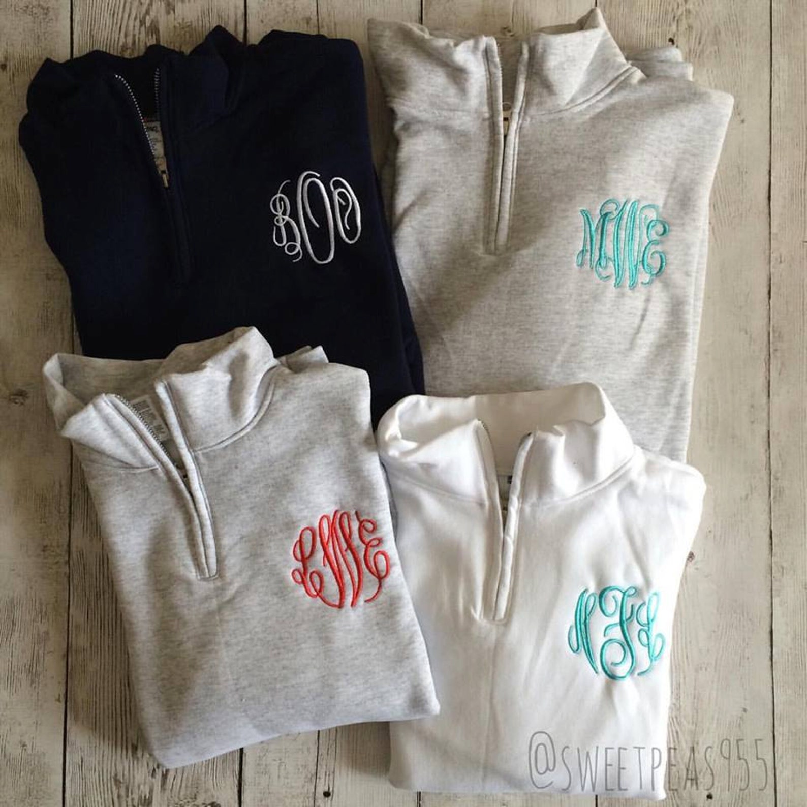 Monogram Quarter Zip Monogram Fleece Pullover Monogram - Etsy