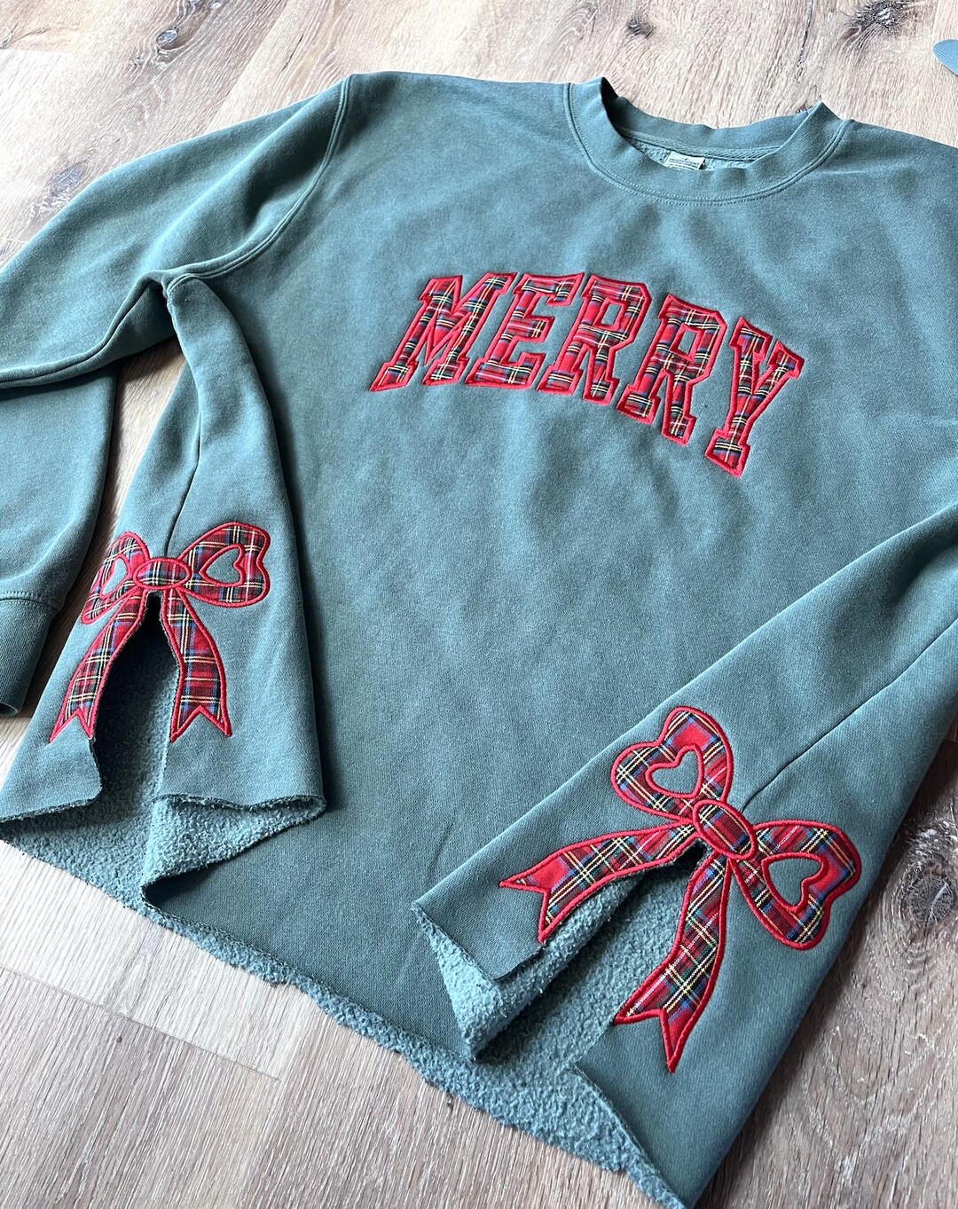 Merry Side Bow Cut-out Sweatshirt, Plaid Christmas Pullover, Trendy ...