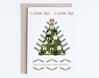 Printable Cat Christmas Cards Funny Christmas Card Instant - Etsy