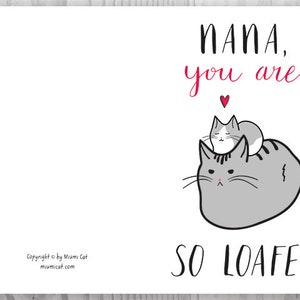 Printable Cards Mothers Day, Mothers Day Card Unique, Cat Nana Card ...