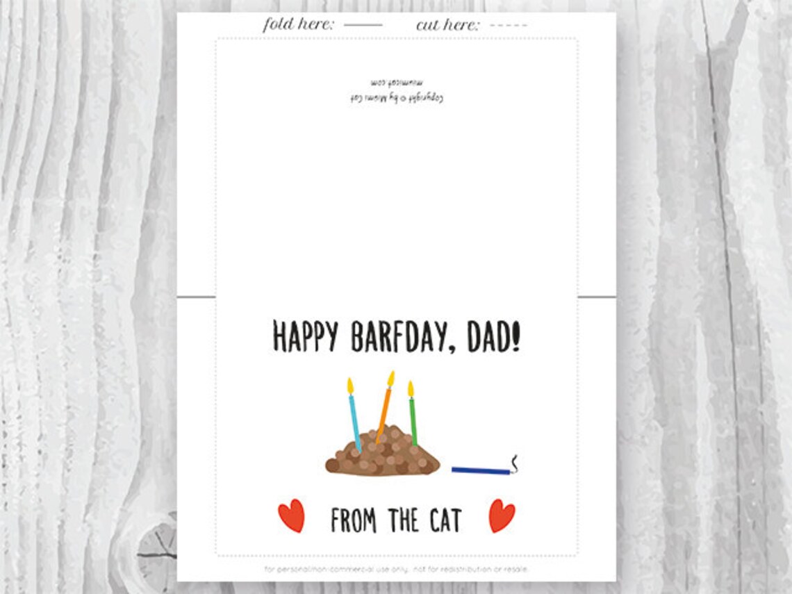Funny Printable Birthday Card From the Cat Cat Barfday - Etsy