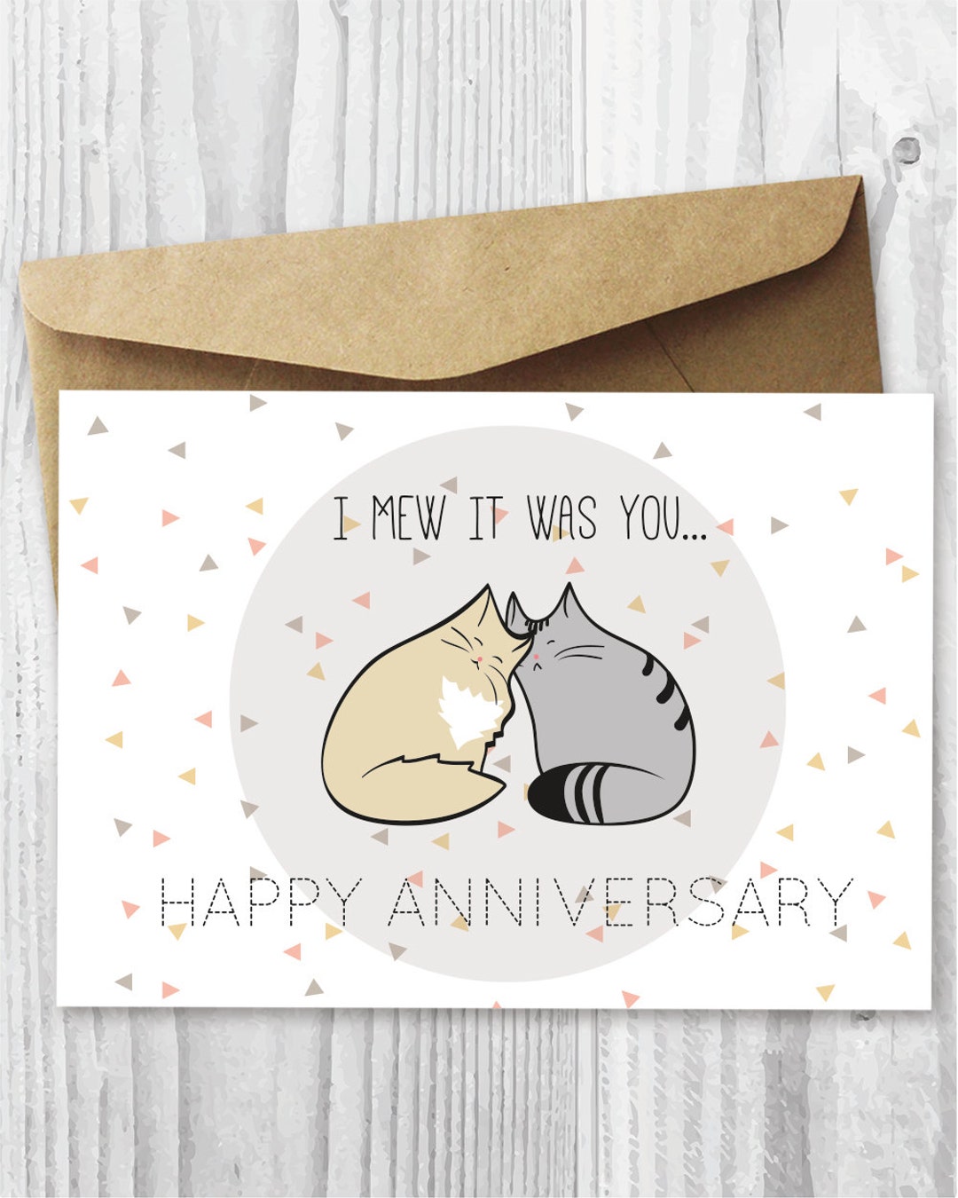 Anniversary Card, Printable Anniversary Card, Romantic Anniversary Cat ...