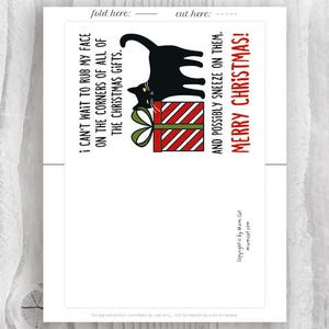 Printable Christmas Cards, Funny Black Cat Christmas Card, Cat Humor ...