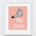 Stay Classy Cat Art Print Funny Cat Art Printable Peach Cat - Etsy