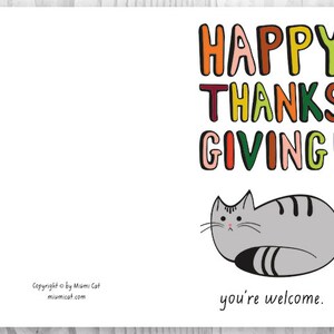Printable Thanksgiving Cards, Happy Thanksgiving Cat Card, Card Digital ...