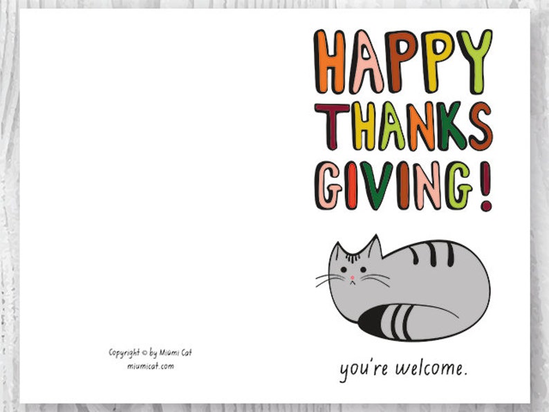 Printable Thanksgiving Cards Happy Thanksgiving Cat Card - Etsy