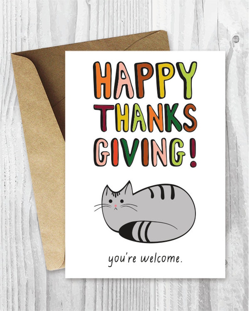 Printable Thanksgiving Cards Happy Thanksgiving Cat Card - Etsy
