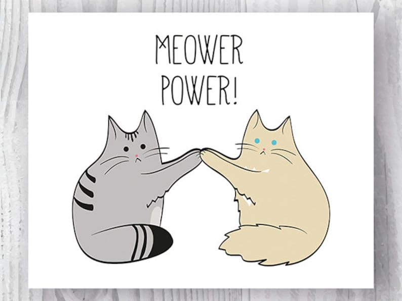 Meower Power Art Print Funny Cats Illustration Gift Idea for - Etsy