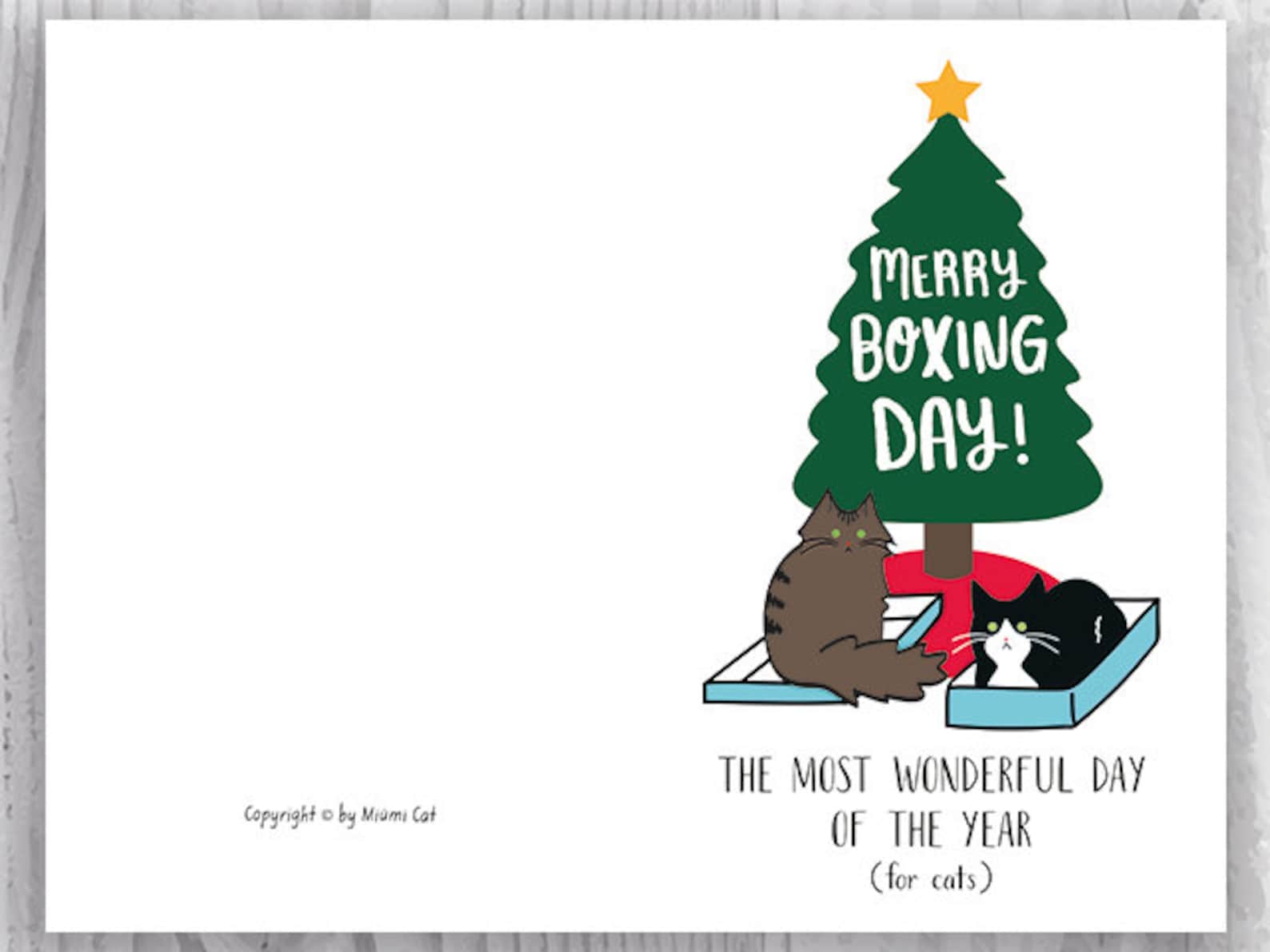 Printable Christmas Cards Boxing Day Cat Card Funny | Etsy