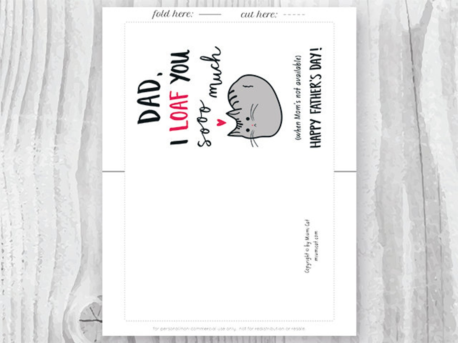 Printable Father Card, Funny Fathers Day Cards Download, Cat Dad, Cat ...