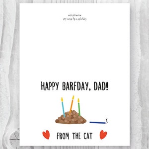 Funny Printable Birthday Card From the Cat, Cat Barfday Printable Card ...