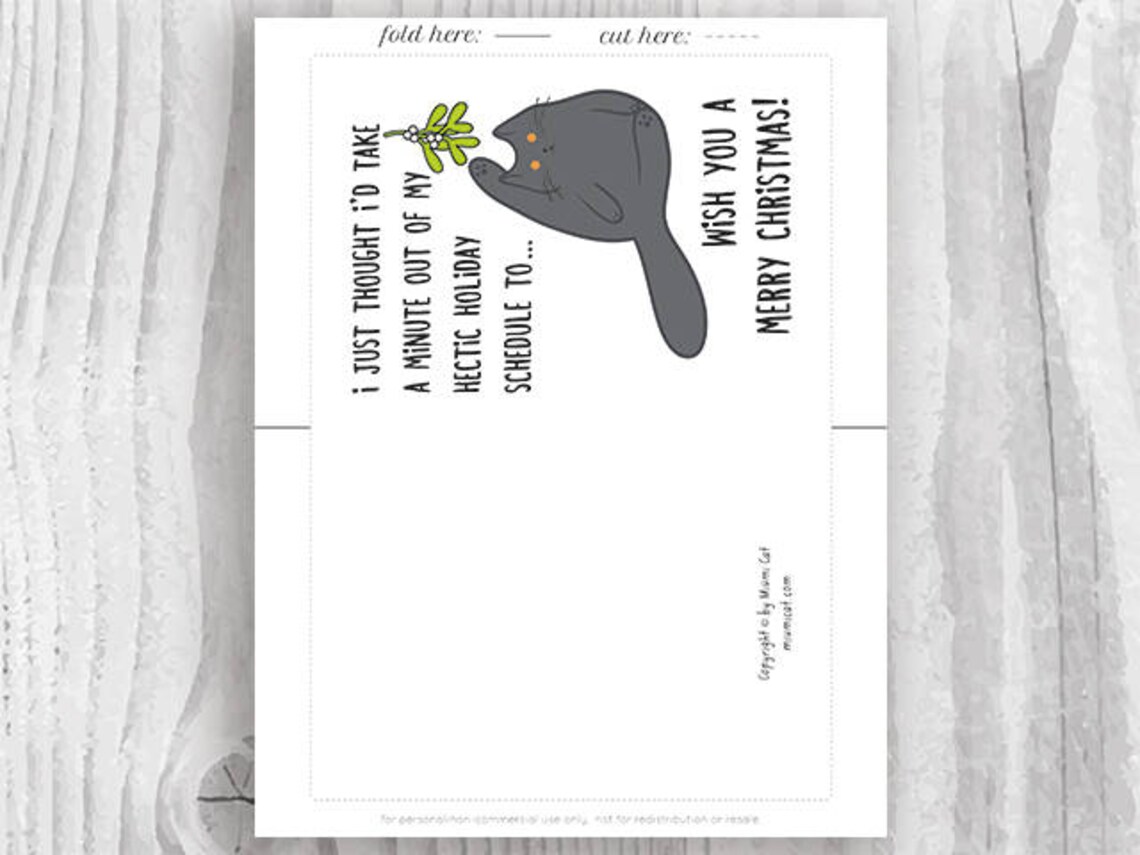 Printable Christmas Cards Funny Cat Christmas Card British | Etsy