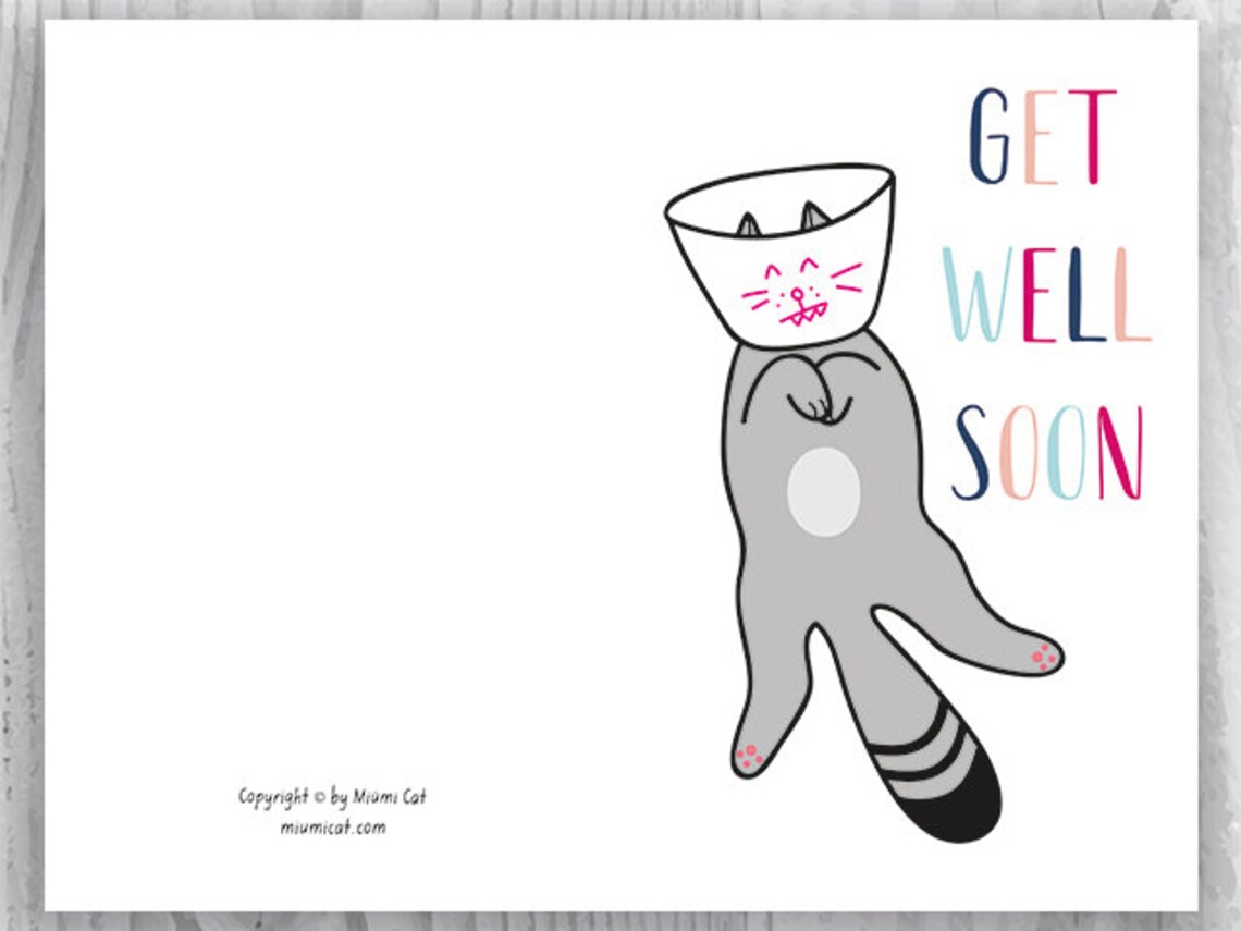 Get Well Cards Funny Cat Get Well Printable Cards Get Well | Etsy