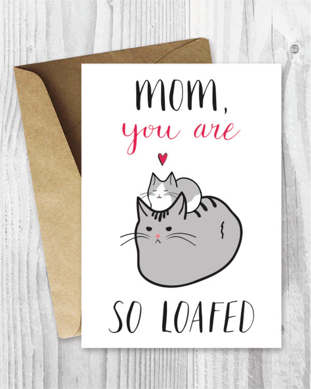 Printable Cards Mothers Day, Mothers Day Card Unique, Cat Mom Card, Cat ...
