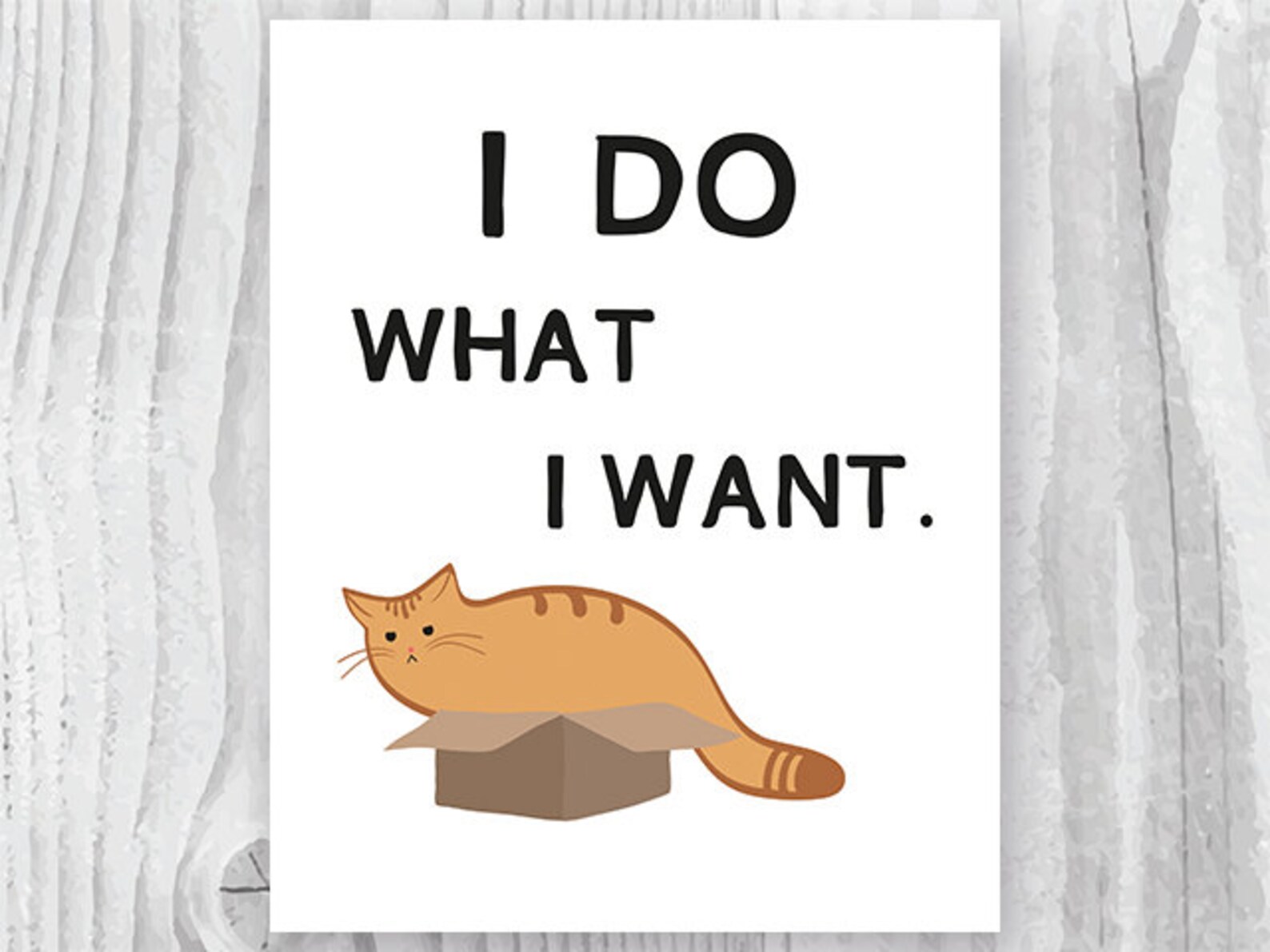 Cat Art Print I Do What I Want Cat in Box Printable Art Cat - Etsy