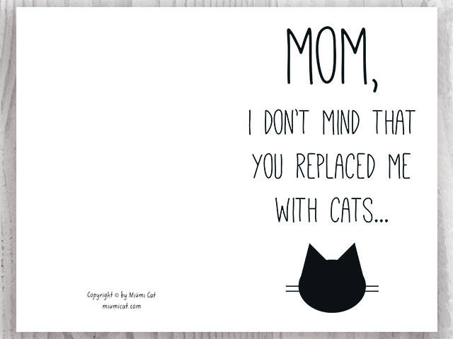 Cat Mom Printable Mothers Day Card Printable Mother's | Etsy