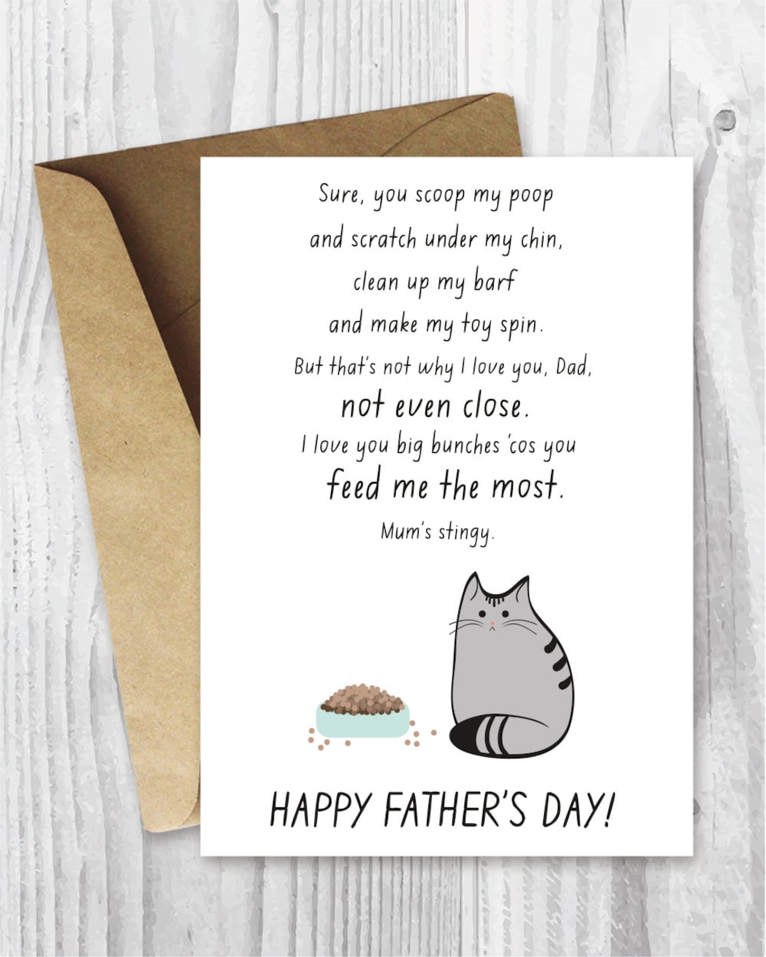 UK Father's Day Cards, Cat Dad Fathers Day Card, Printable Father's Day ...