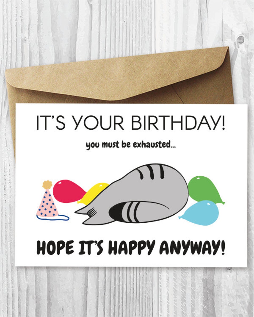 Introvert Birthday Cards, Printable Funny Cat Cards, Printable Birthday ...