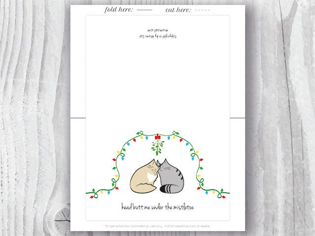 Christmas Cards Printable Christmas Cat Cards Love Cats - Etsy