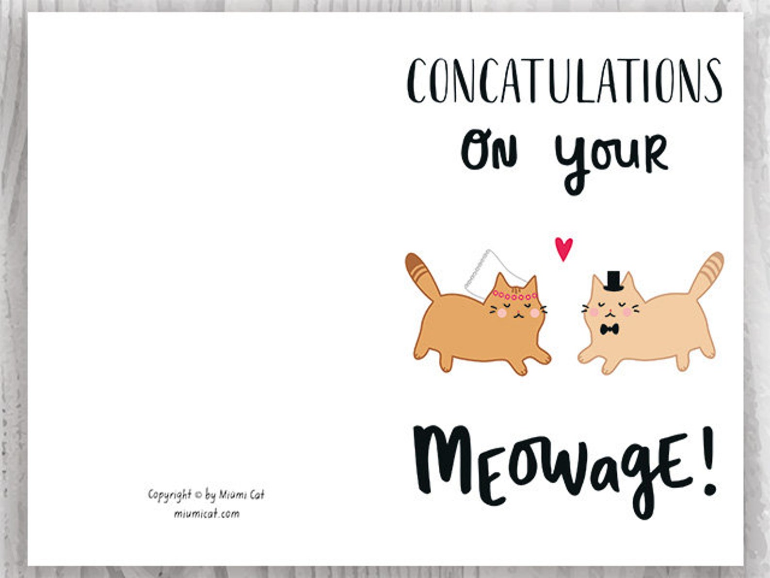 Wedding Card Printables Marriage Cards Funny Cat Marriage - Etsy