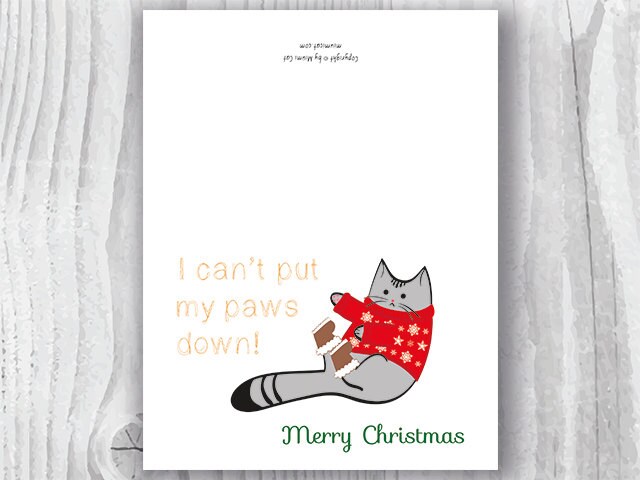 Printable Christmas Cat Card, Funny Cat Christmas Cards, Printable ...