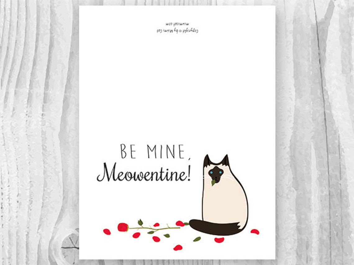 Printable Valentines Day Card Cat Valentine's Day Card | Etsy
