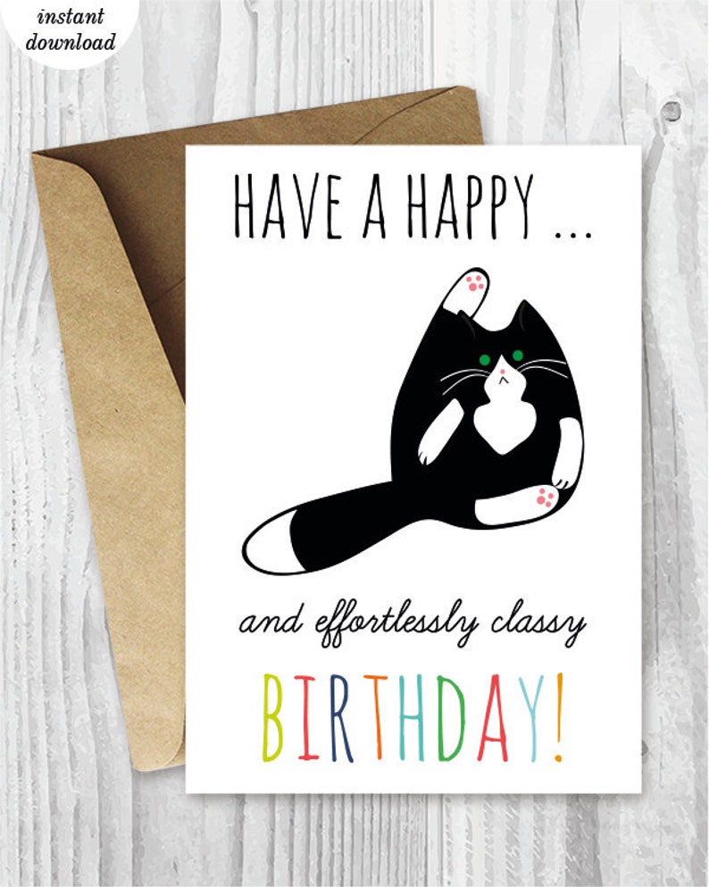 Printable Birthday Cards Funny Cat Birthday Cards Instant Etsy Printable Birthday Cards Funny Cat Birthday Cards Instant Etsy