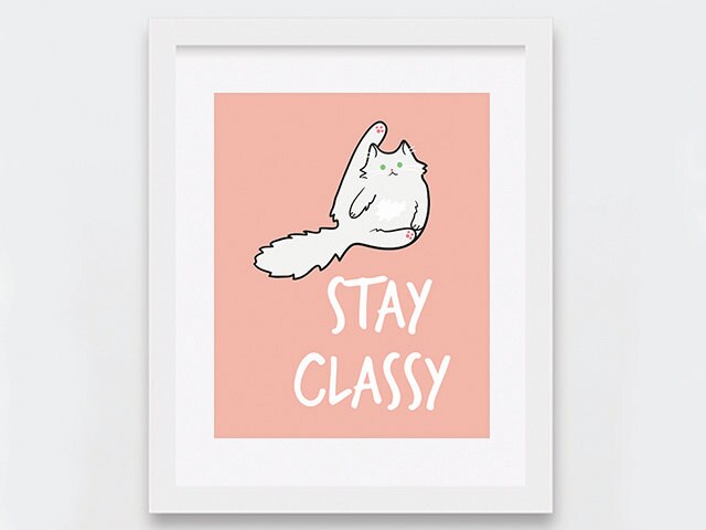 Peach Stay Classy Cat Art Instant Digital Download Funny - Etsy UK