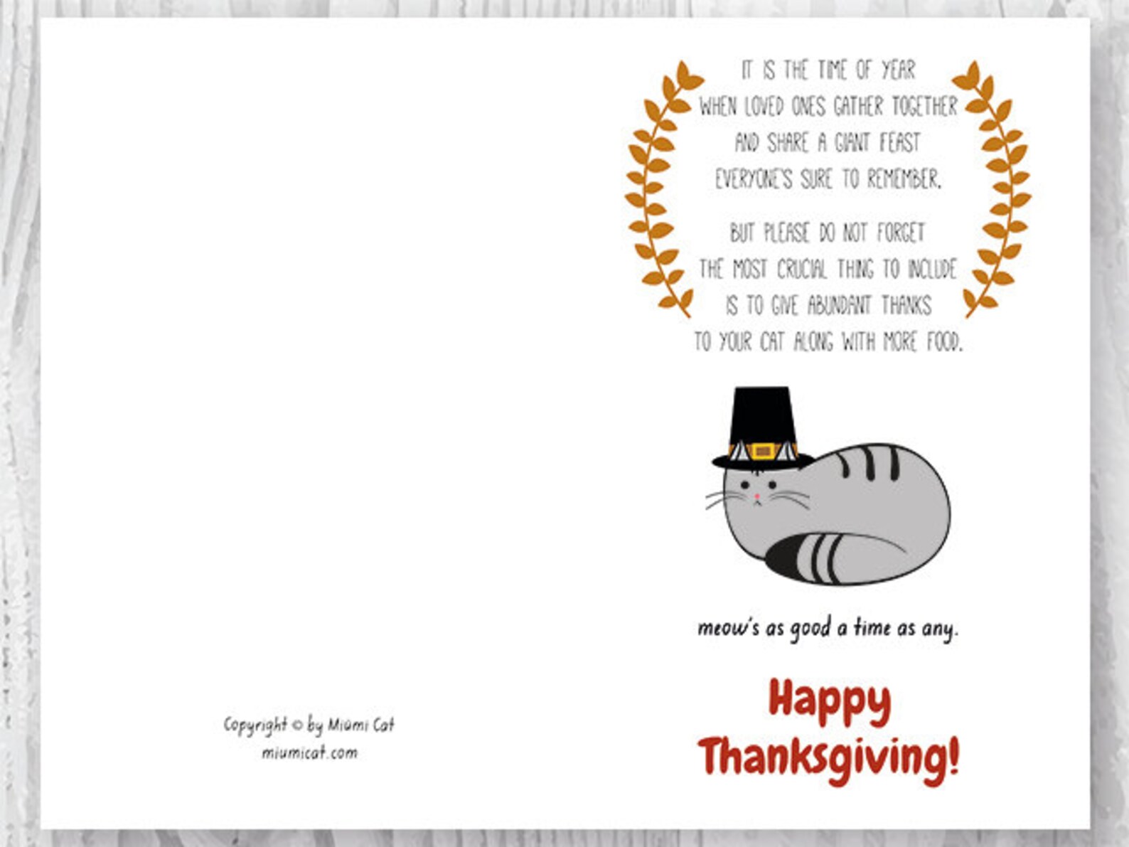Printable Thanksgiving Cards Happy Thanksgiving Cat Card - Etsy