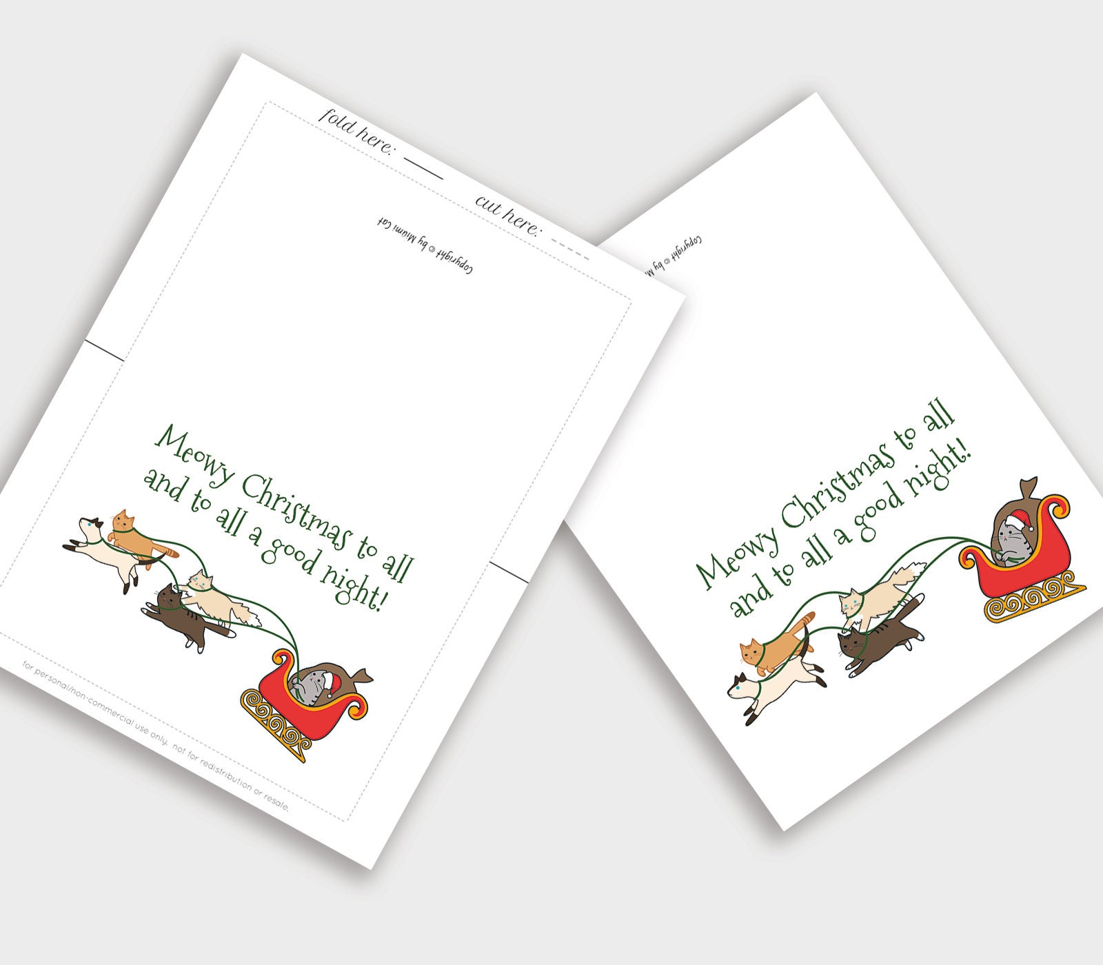 Cat Christmas Card Funny Cats Christmas Card Printable Card - Etsy