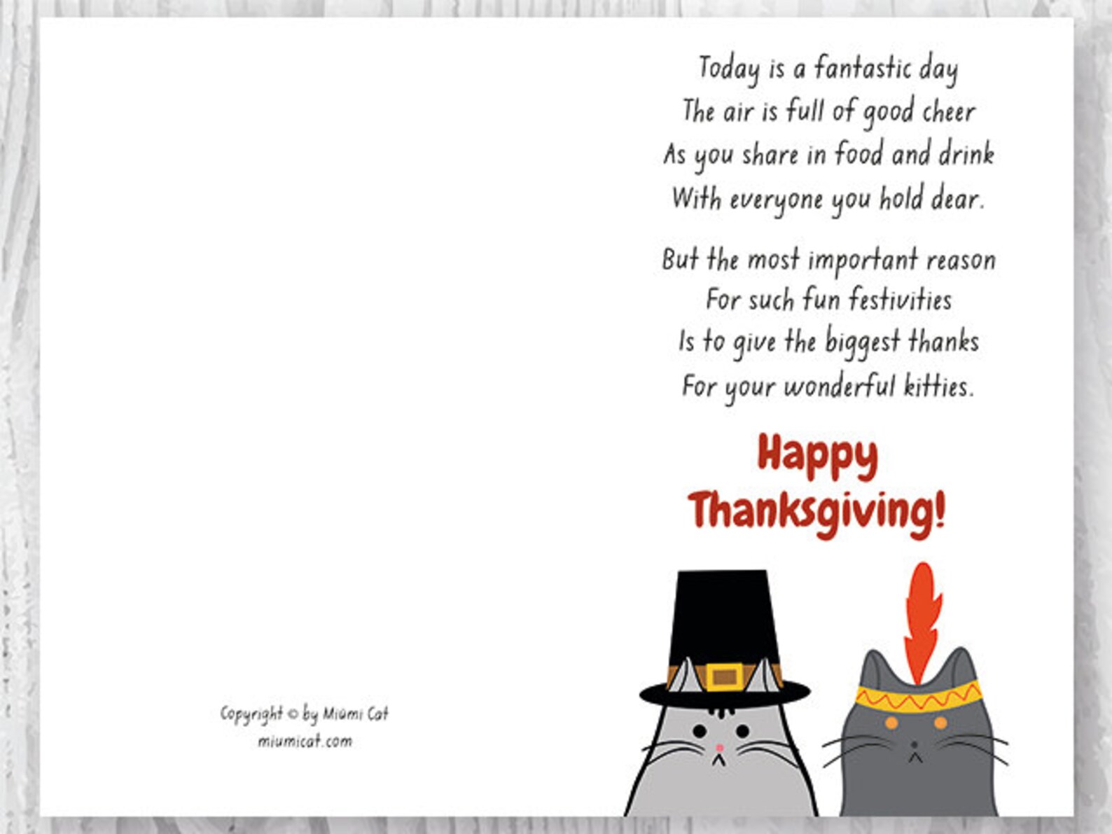 Happy Thanksgiving Cat Card Printable Thanksgiving Cards - Etsy