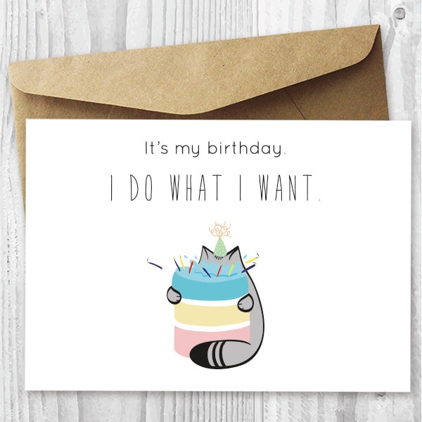 Funny Fat Cat Birthday Card - Etsy