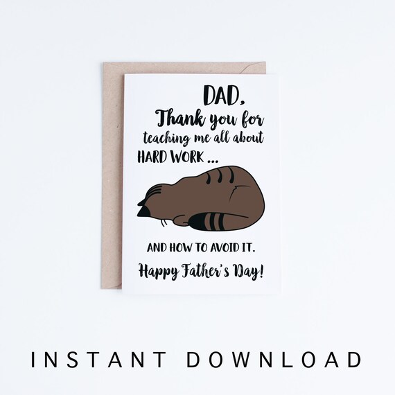 Funny Fathers Day Card Print Instant Download Printable | Etsy