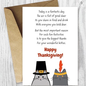 Happy Thanksgiving Cat Card, Printable Thanksgiving Cards, Funny ...