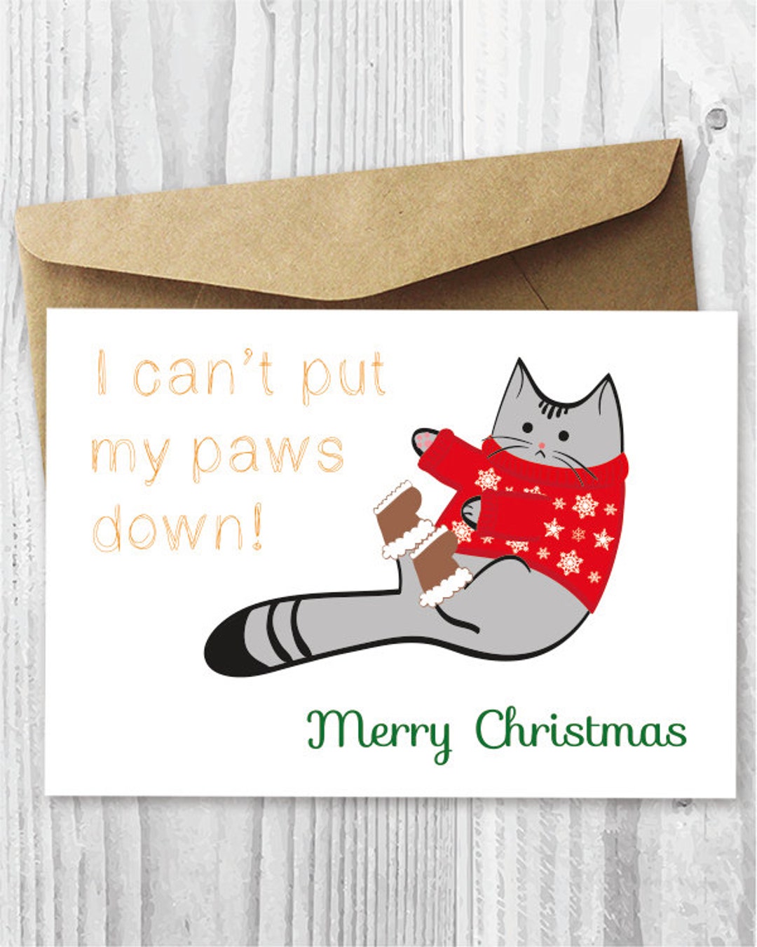 Printable Christmas Cat Card, Funny Cat Christmas Cards, Printable ...
