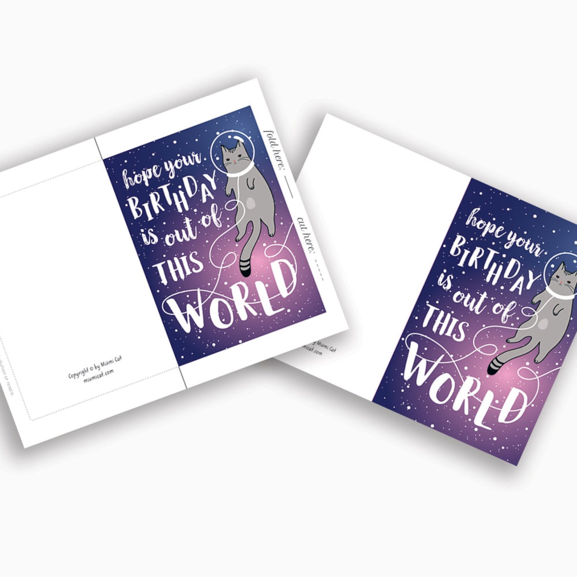 Galaxy Printable Birthday Cards, Funny Space Cat Birthday Cards ...
