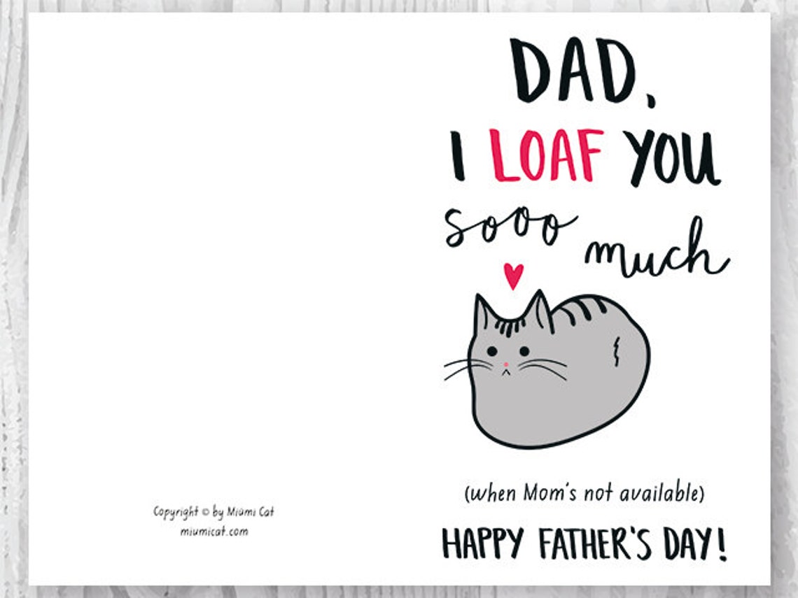 Printable Father Card Funny Fathers Day Cards Download Cat - Etsy