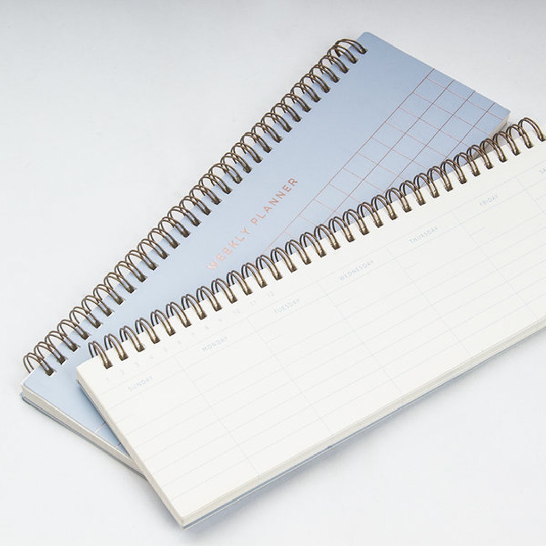 Blue Grid Weekly Undated Planner Spiral Wide-format Hadron Epoch ...