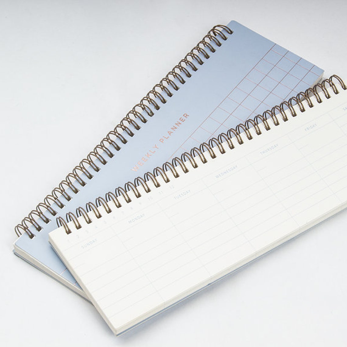 Blue Grid Weekly Undated Planner Spiral Wide-format - Etsy