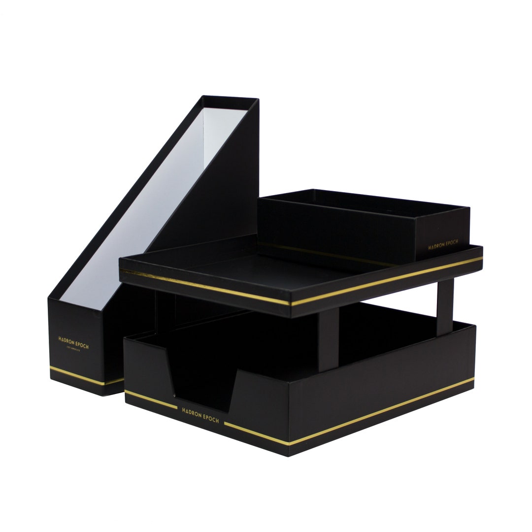 Hadron Epoch Desk Organizer · Black · Matte-laminated Finish · Gold ...