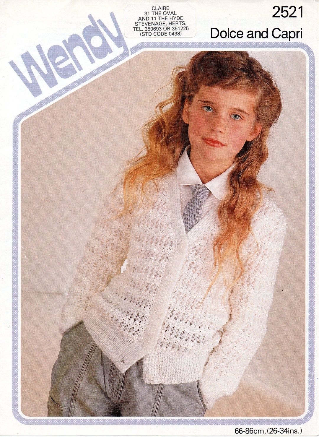 Childs Girls Cardigan Knitting Pattern 26 - 34" 66 - 88cm Vintage 1980 ...