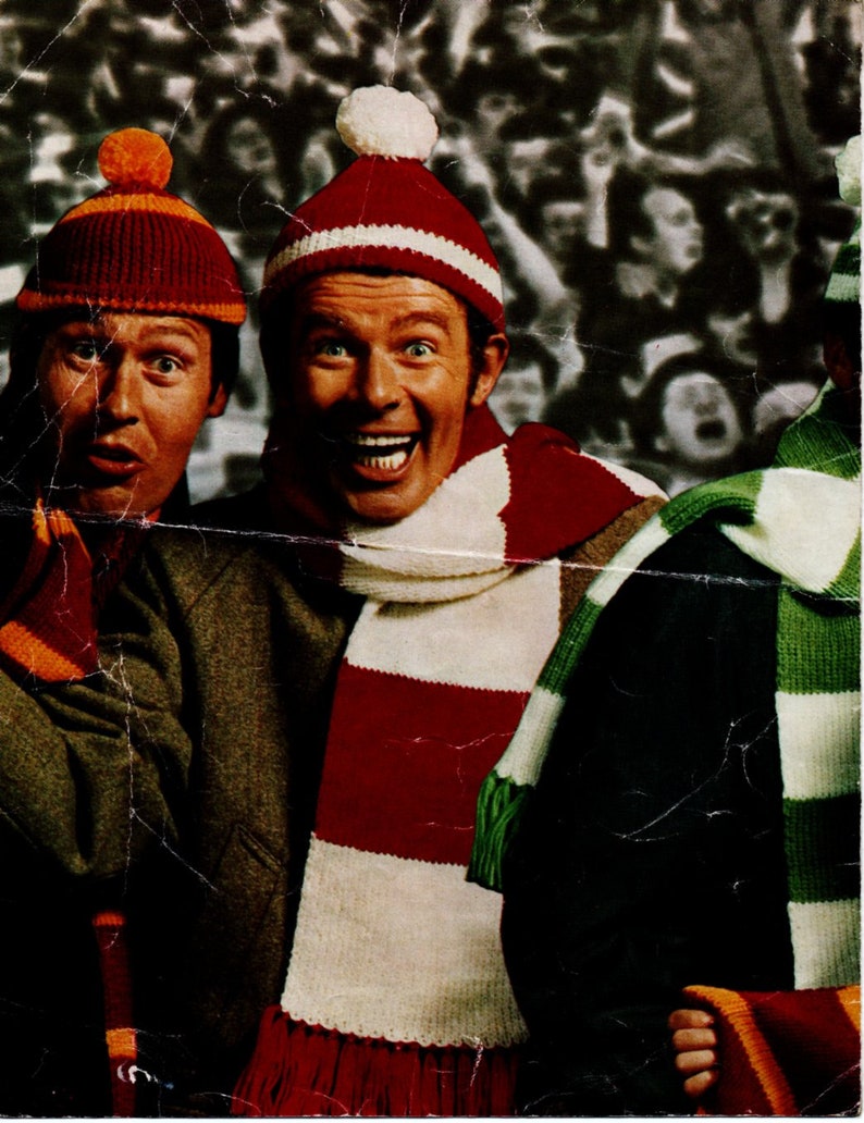 Vintage 1960's Football Soccer Bobble Hat and Scarf Knitting Pattern ...